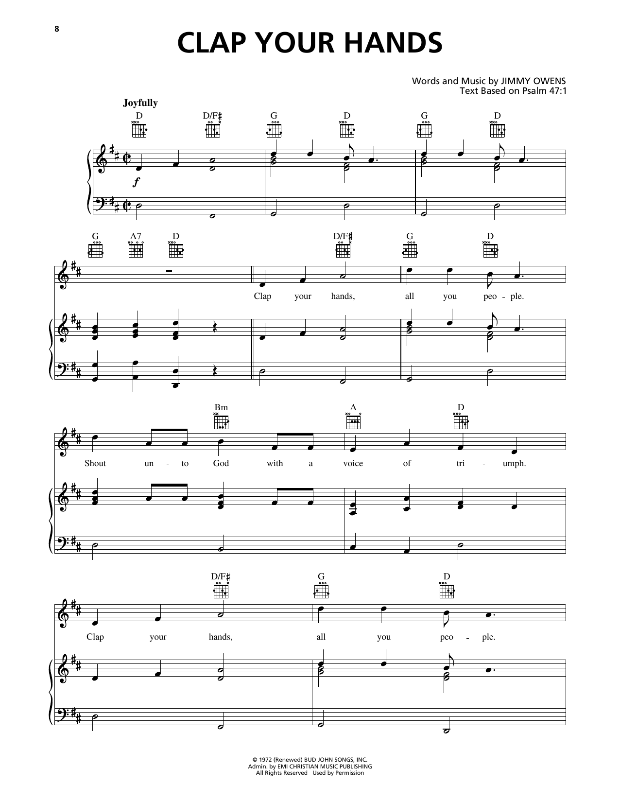 Clap Your Hands (Jimmy Owens) | Sheet Music: Piano, Vocal & Guitar ...