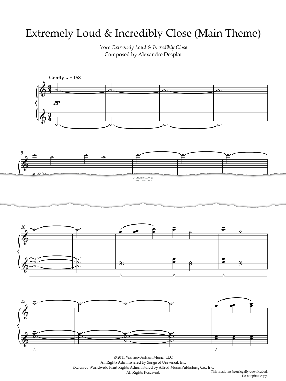Extremely Loud & Incredibly Close (Main Theme) - sheet music by ...