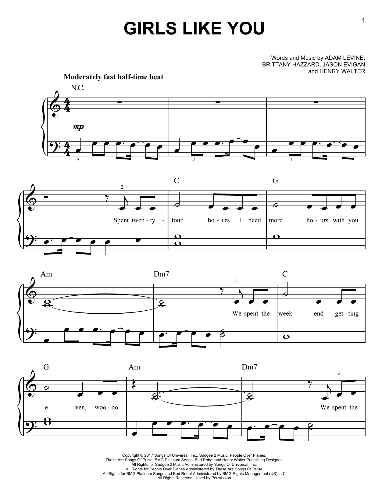 Girls Like You - sheet music by Maroon 5 - smd-403681 | notendownload