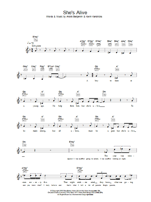 She's Alive - sheet music by Outkast - smd-31656 | notendownload