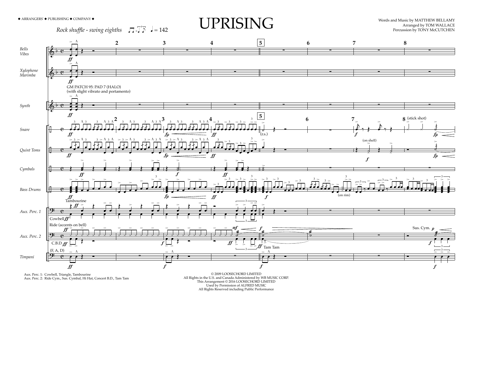 Uprising - Percussion Score (Tom Wallace) | Sheet Music: Marching Band ...