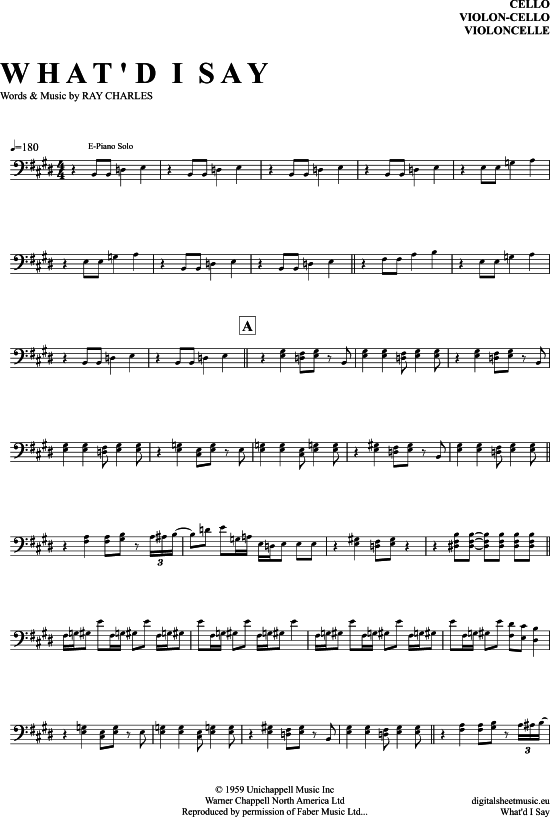 What´d I Say - sheet music by Ray Charles - 7131212 | notendownload