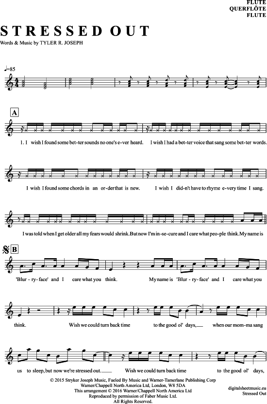 Stressed Out - Noten von Twenty One Pilots - 7030431 | notendownload