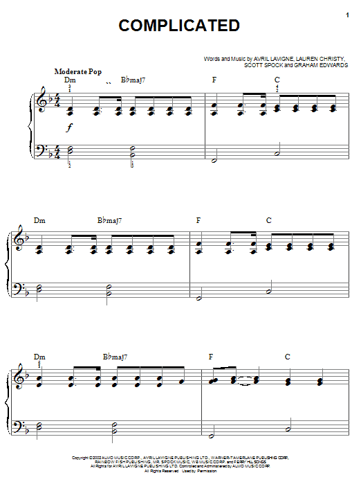 Complicated - sheet music by Avril Lavigne - smd-22462 | notendownload