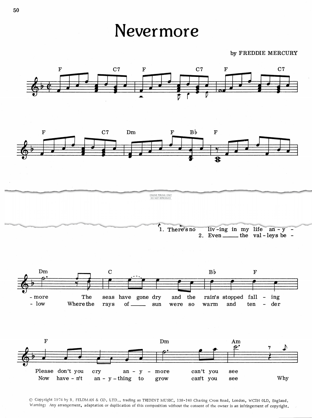 Nevermore - Noten von Queen - fbd-21302 | notendownload