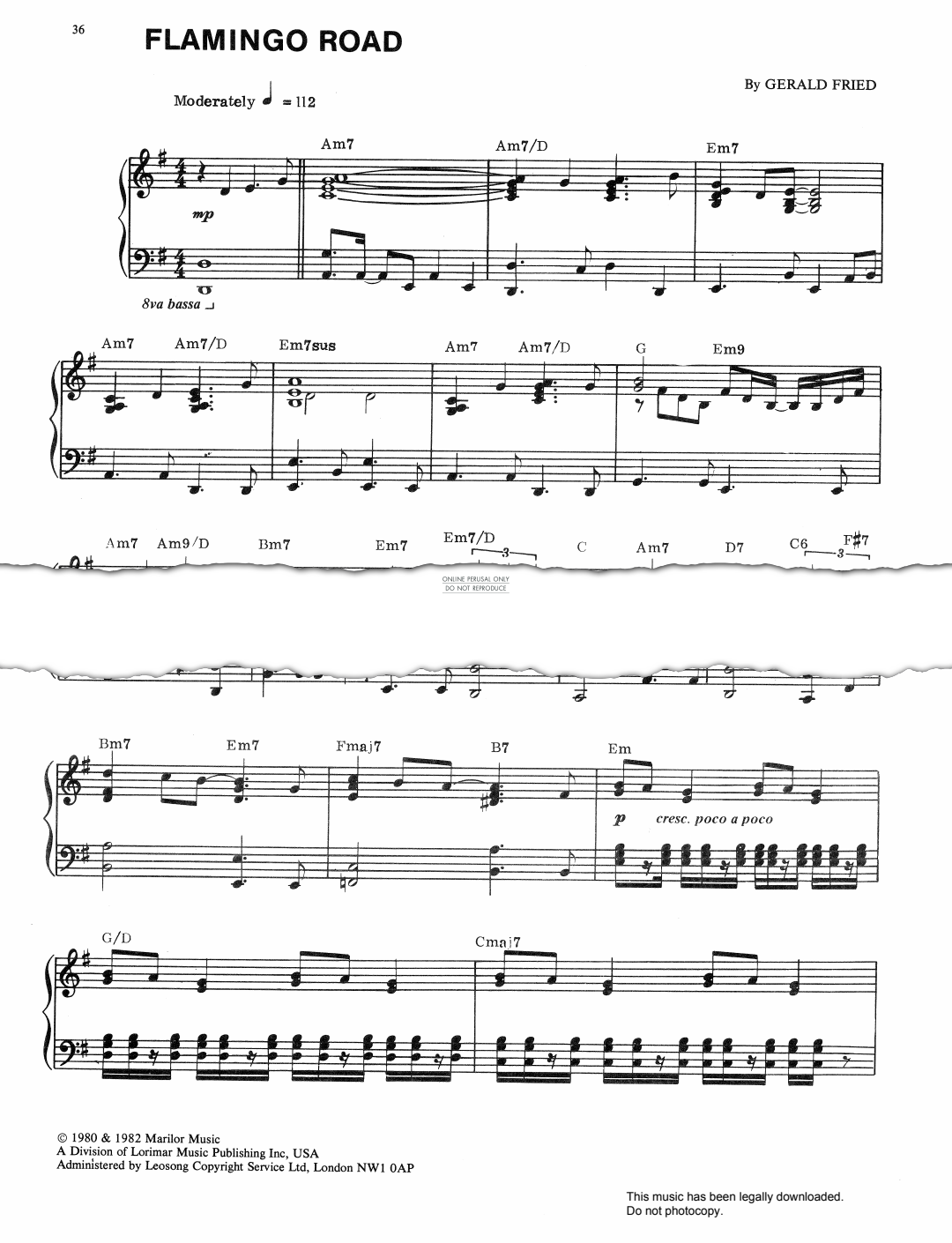 Flamingo Road - Noten von Gerald Fried - fbd-36942 | notendownload