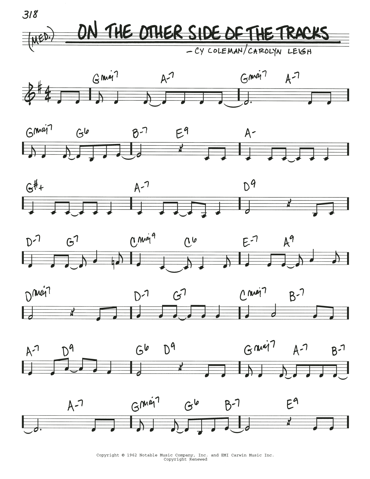 On The Other Side Of The Tracks (Cy Coleman) | Sheet Music: Real Book ...