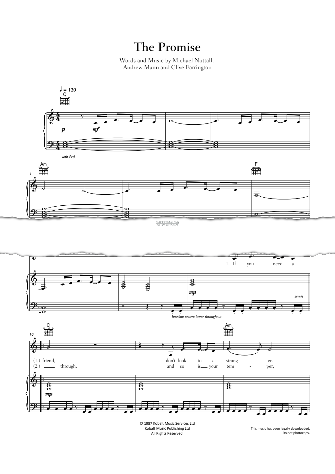 The Promise (When In Rome) | Sheet Music: Guitar, Piano, Voice | PDF ...