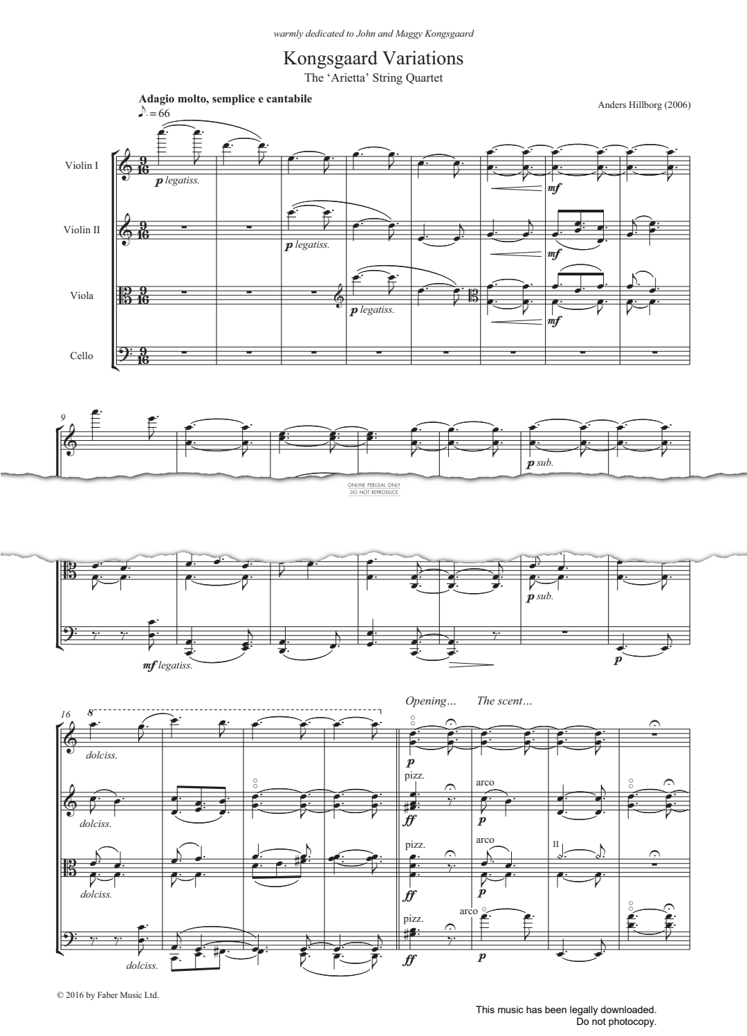 Kongsgaard Variations (Anders Hillborg) | Sheet Music: String Quartet | PDF Download