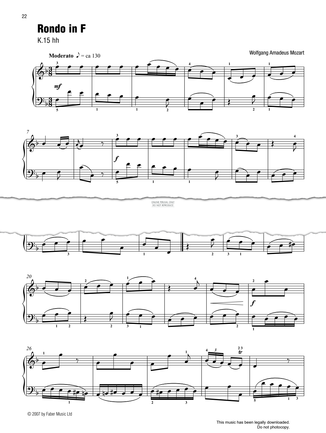 Rondo In F (K. 15 hh) (Best of Grade 4 Piano) - Noten von Wolfgang ...
