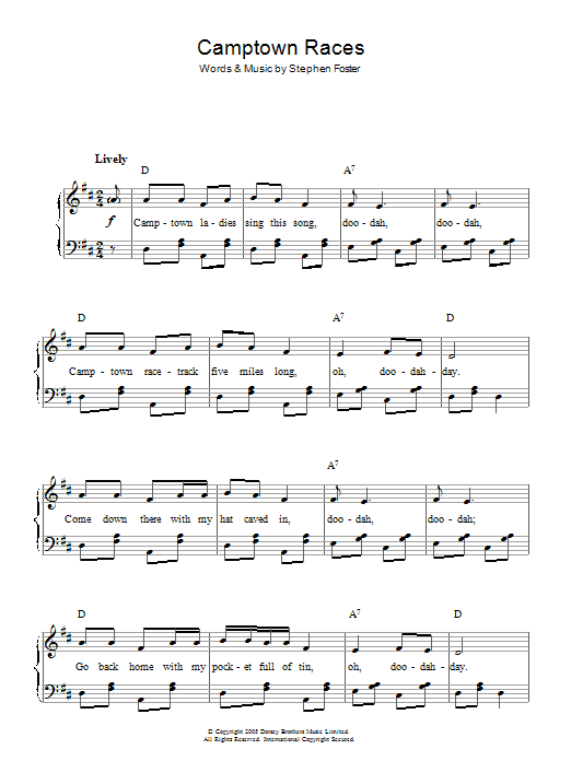 The Camptown Races (Stephen Foster) | Sheet Music: Easy Piano | PDF ...