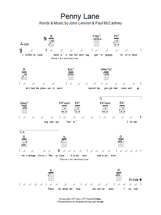 Penny Lane - sheet music by The Beatles - smd-112916 | notendownload
