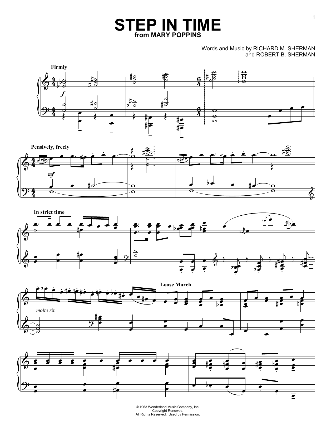 Step In Time (from Mary Poppins) - sheet music by Sherman Brothers ...