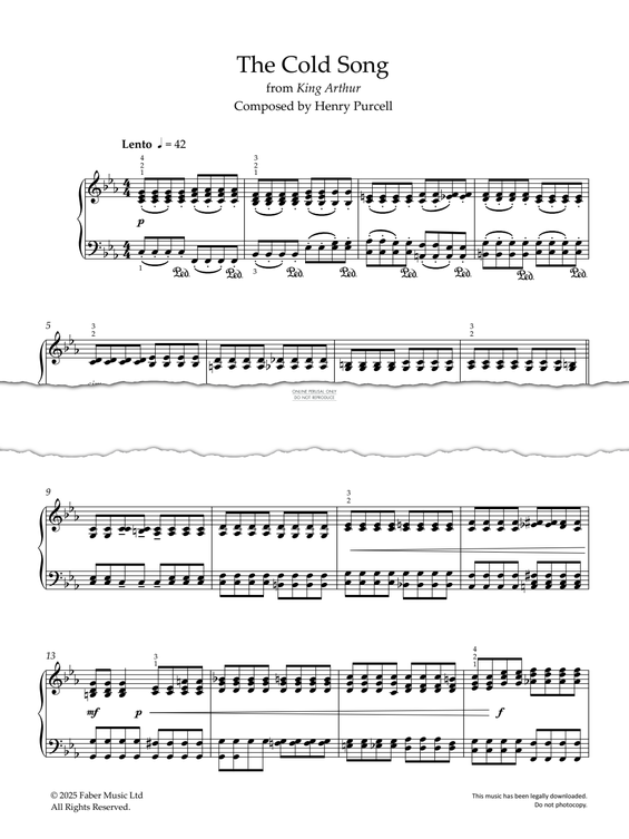 The Cold Song (from "King Arthur") (Henry Purcell) | Sheet Music: Piano ...