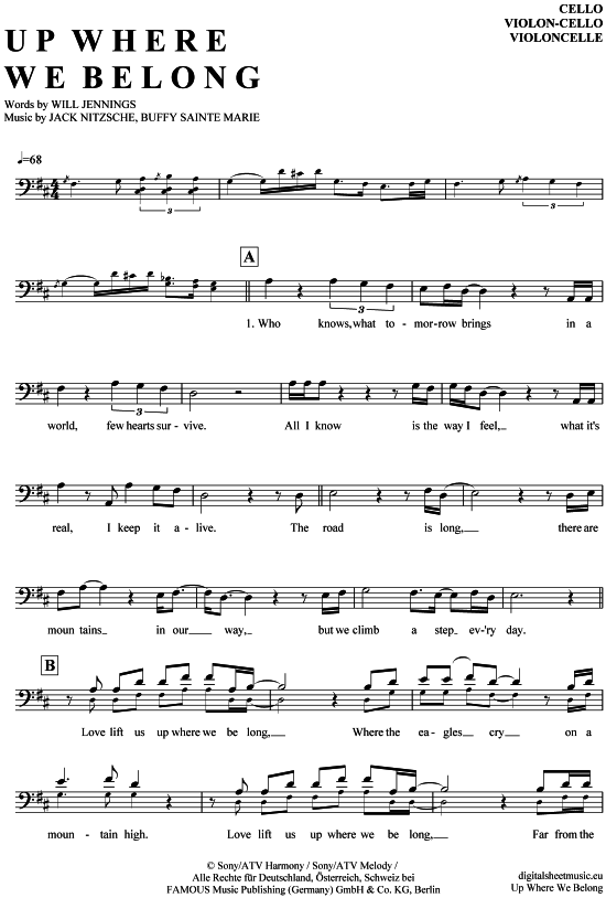 Up where we belong - sheet music by Joe Cocker / Jennifer Warnes - 7130517 | notendownload