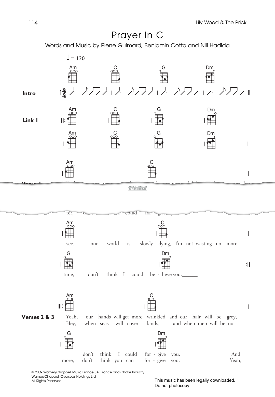 Prayer In C - Noten von Lilly Wood & The Prick - fbd-39546 | notendownload