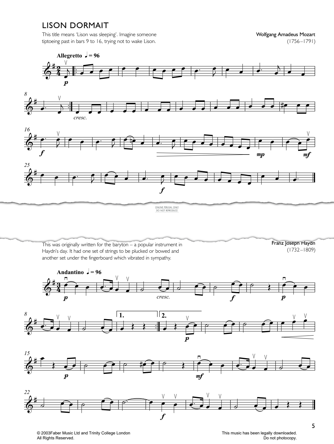 Minuet - sheet music by Franz Joseph Haydn - fbd-50609 | notendownload