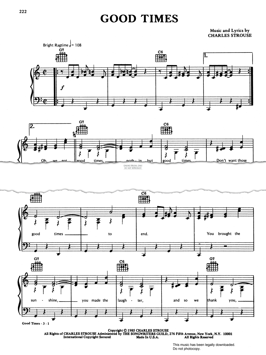 Good Times (from 'Mayor') (Charles Strouse) | Sheet Music: Guitar, Piano, Voice | PDF Download