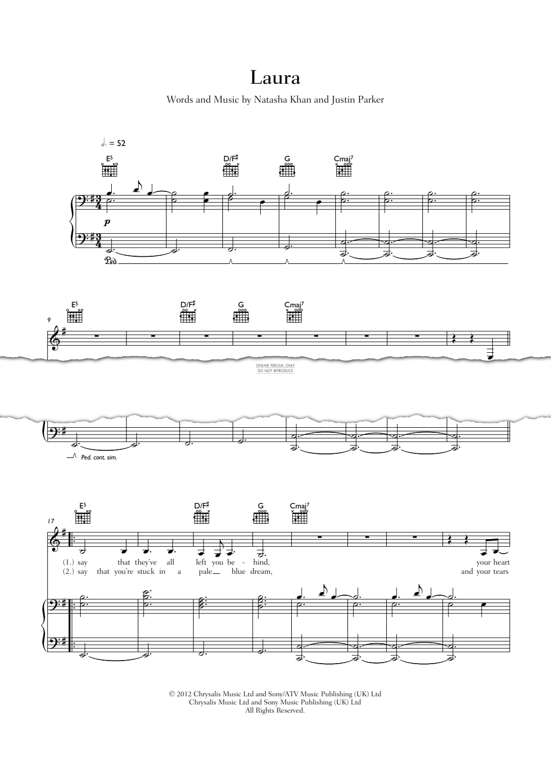 Laura - sheet music by Bat for Lashes - fbd-22989 | notendownload