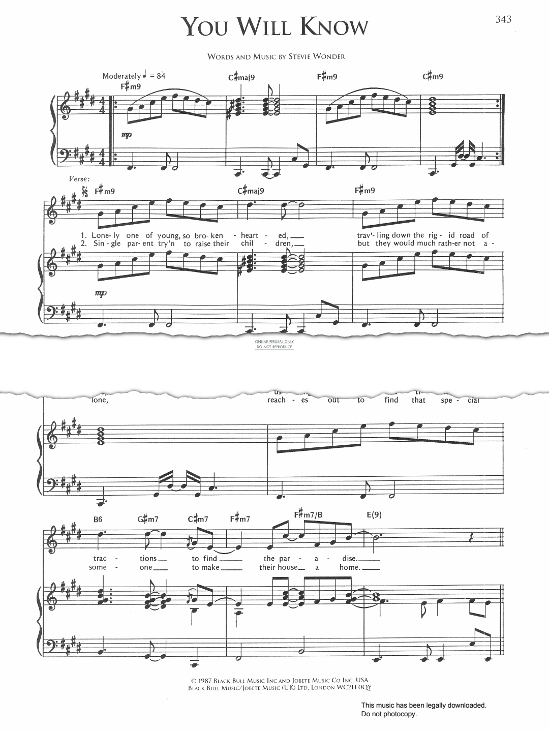 You Will Know - sheet music by Stevie Wonder - fbd-34120 | notendownload
