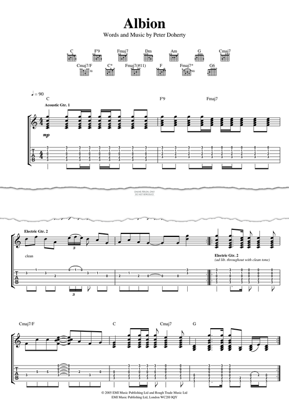 Albion - sheet music by Babyshambles - fbd-134 | notendownload