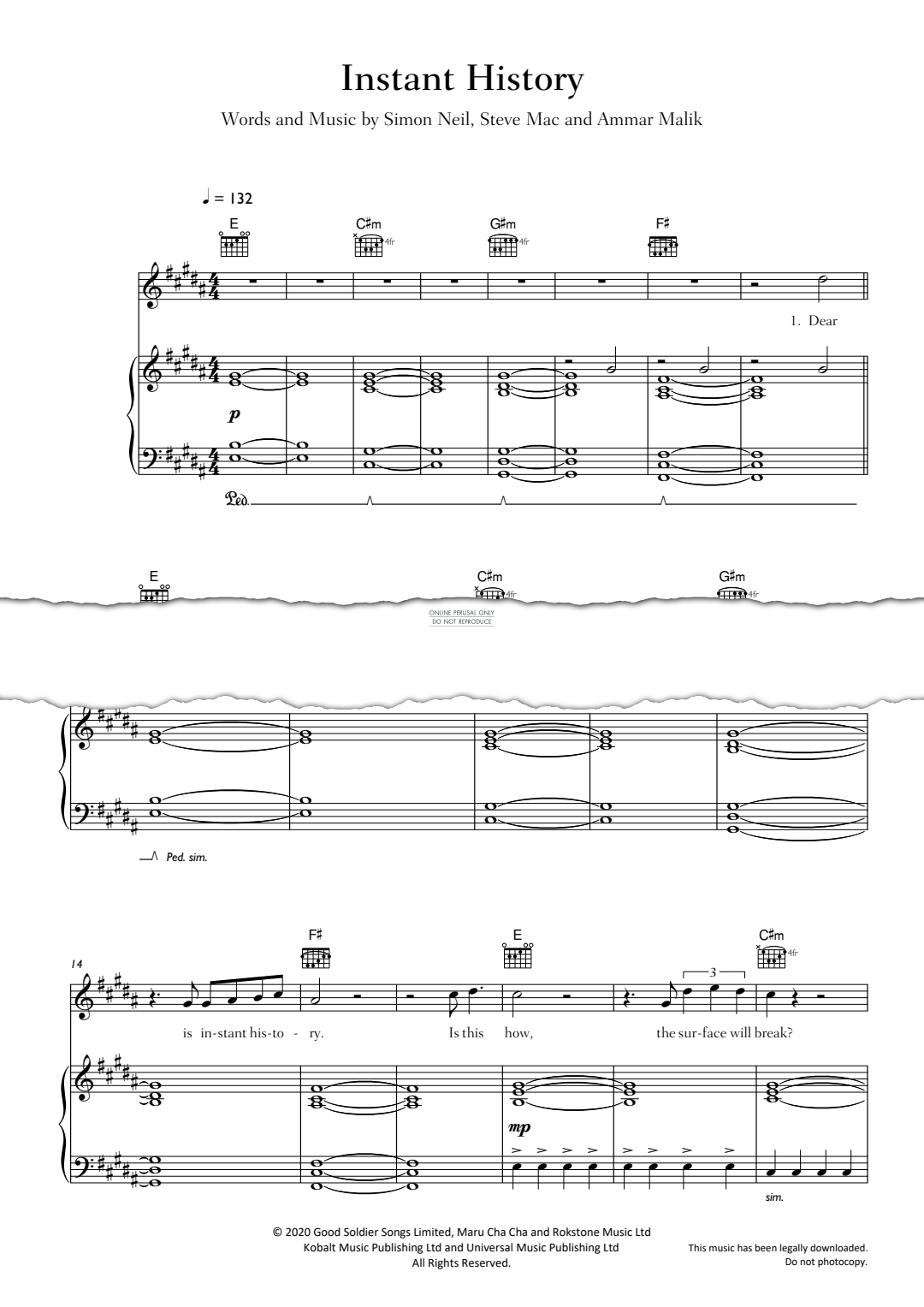 Instant History (Biffy Clyro) | Sheet Music: Guitar, Piano, Voice | PDF ...