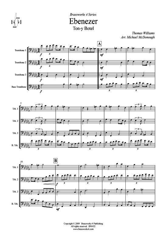 Ebenezer (Thomas Williams) | Sheet Music: Trombone Quartet | PDF Download