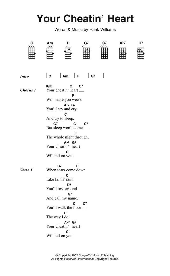 Your Cheatin' Heart - sheet music by Hank Williams - smd-123862 ...