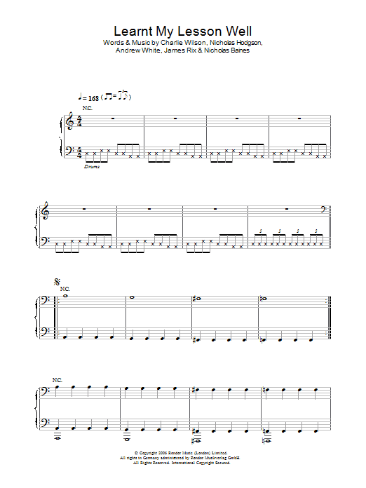 Learnt My Lesson Well - sheet music by Kaiser Chiefs - smd-38004 | notendownload