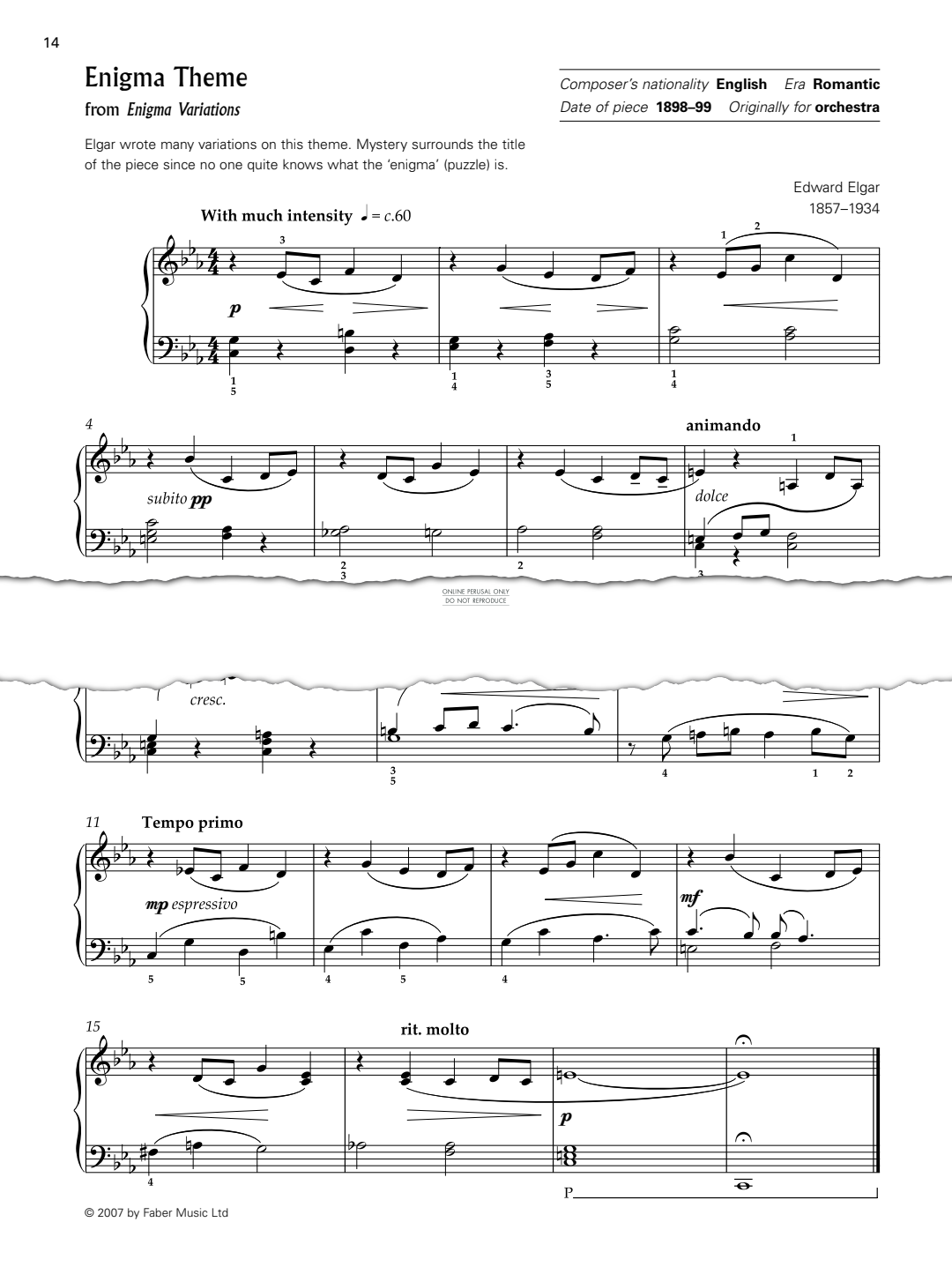 Enigma Theme (from 'Enigma Variations') - Noten von Edward Elgar - fbd ...