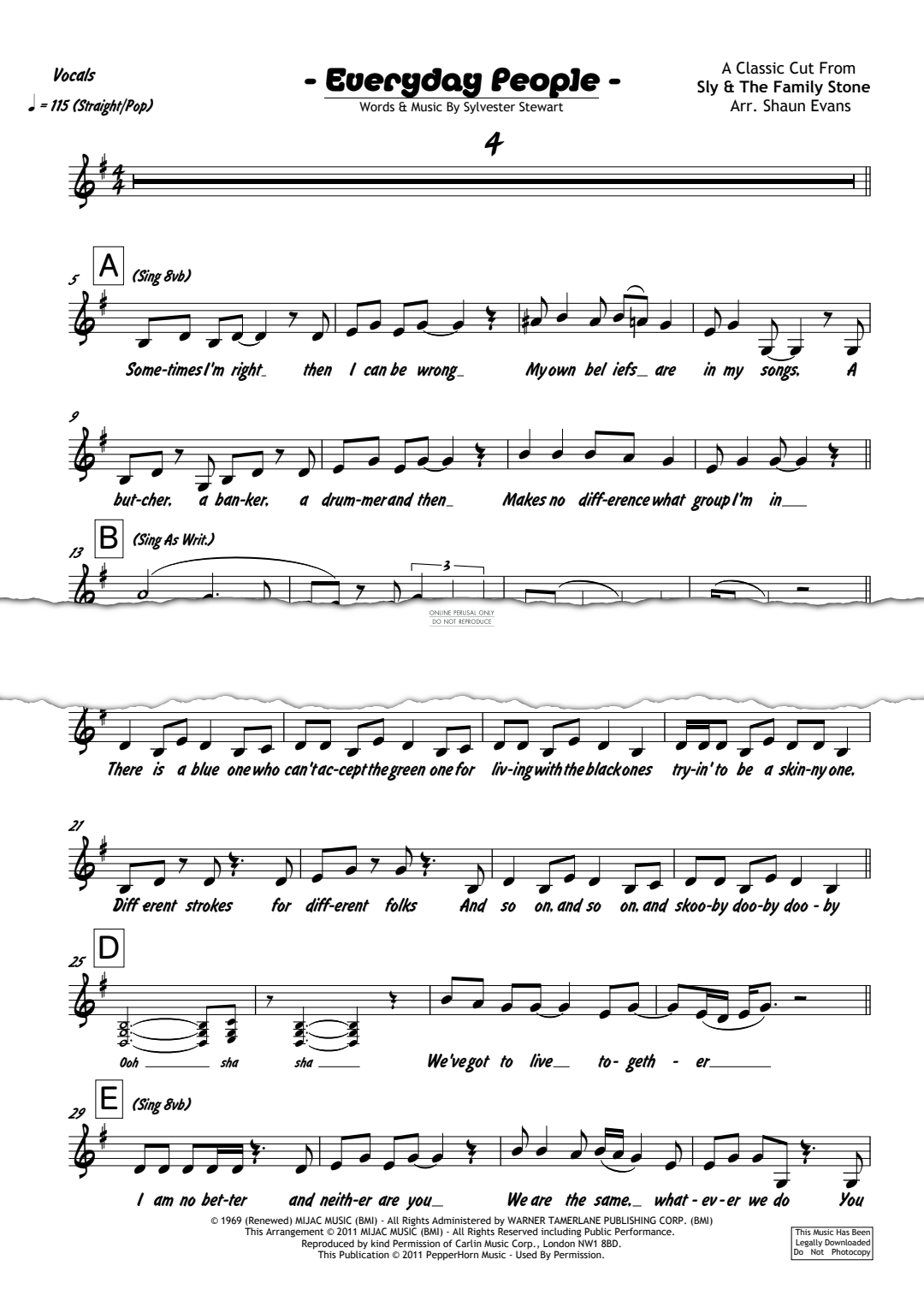 Everyday People - sheet music by Sly & The Family Stone - fbd-13706 ...