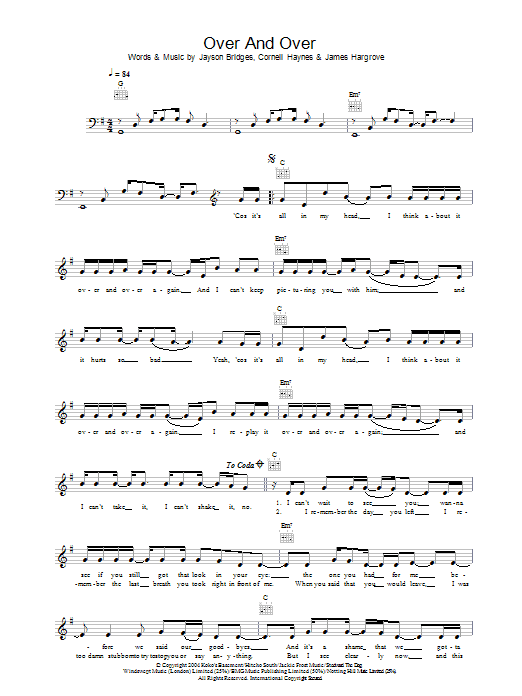 Over And Over (Nelly featuring Tim McGraw) | Sheet Music: Lead Sheet ...