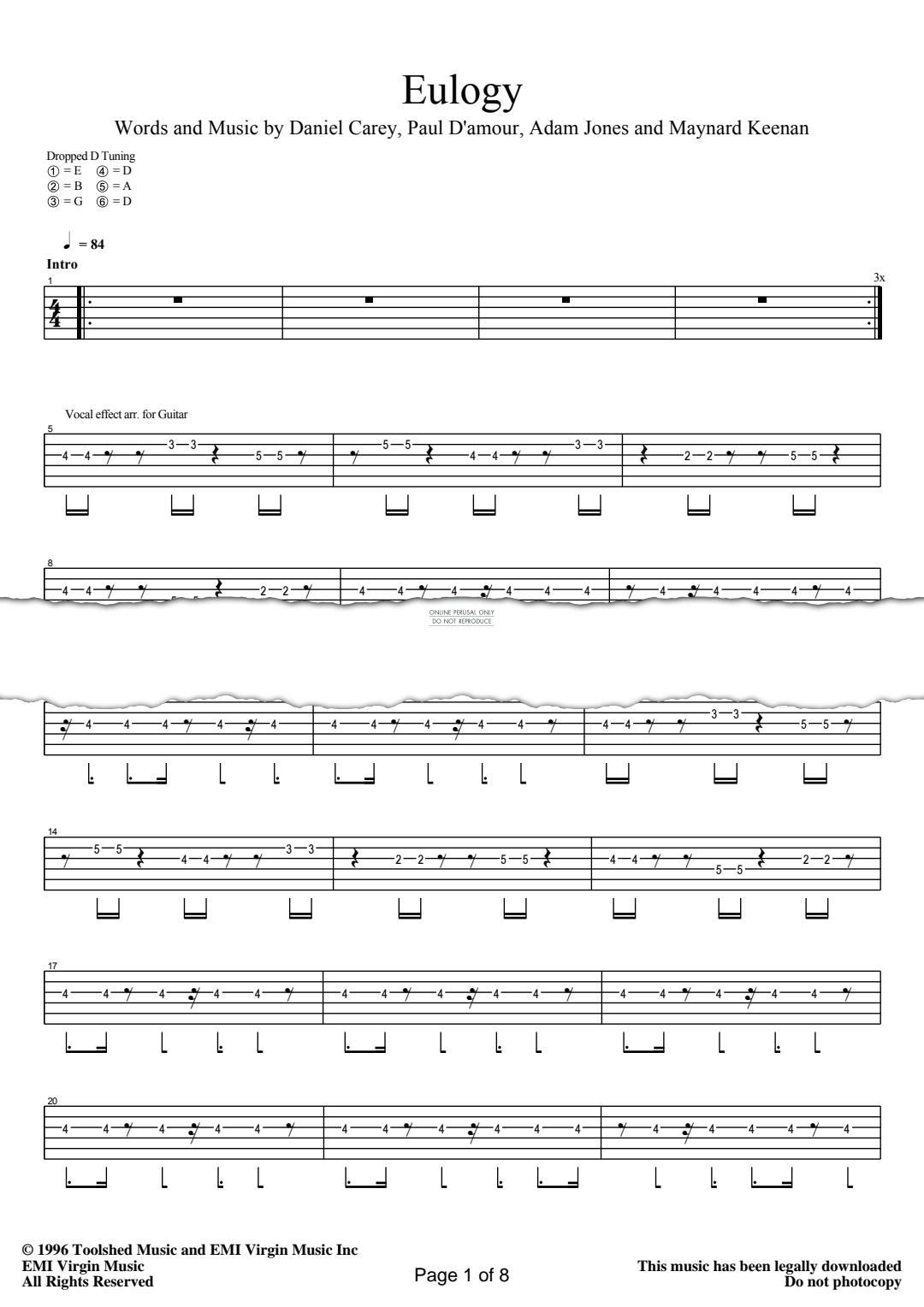 Eulogy - sheet music by Tool - fbd-9511 | notendownload