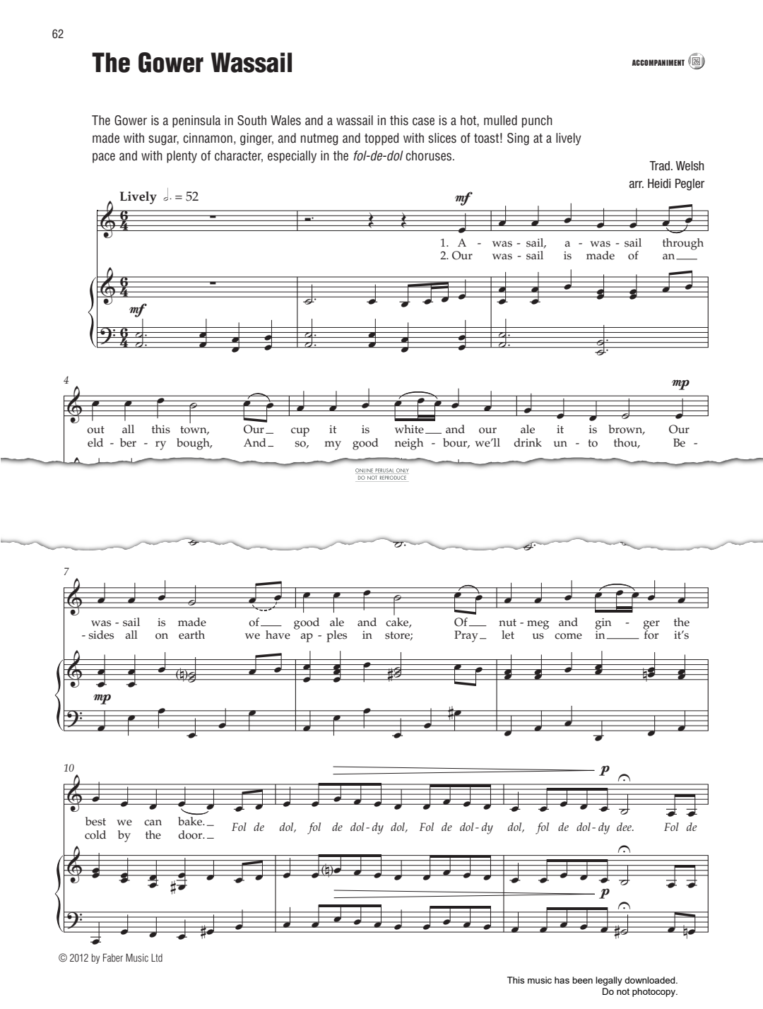 The Gower Wassail (Welsh Traditional) | Sheet Music: Piano, Low Voice ...