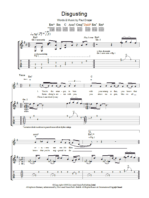 Disgusting - sheet music by Mansun - smd-39581 | notendownload