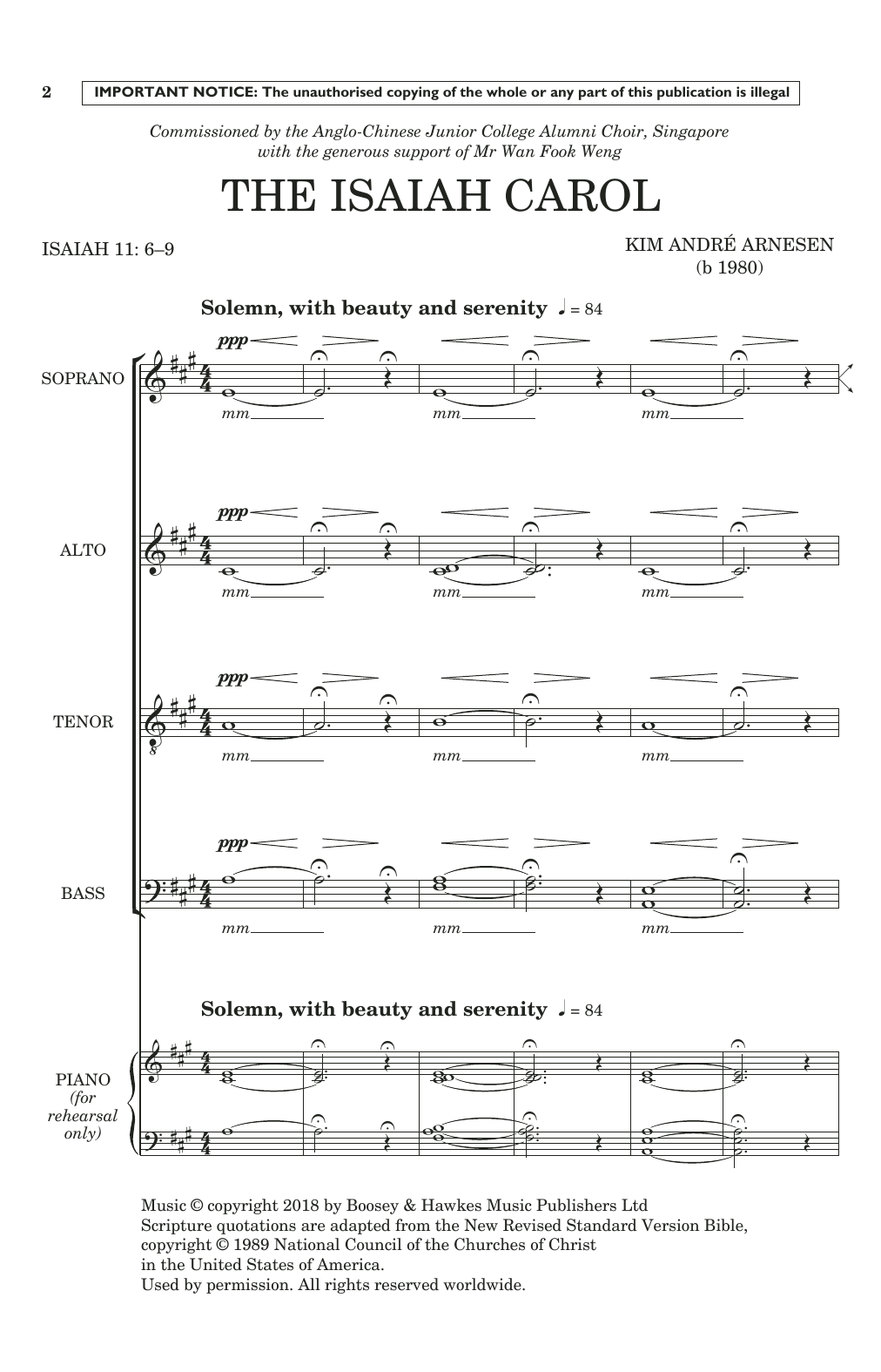 The Isaiah Carol (Kim André Arnesen) | Sheet Music: Choir | PDF Download