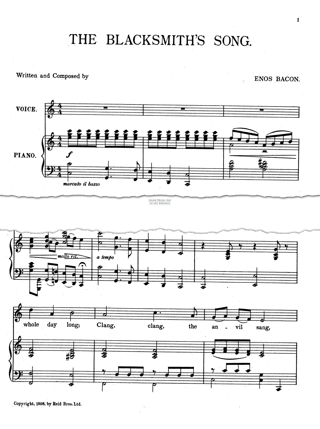 The Blacksmith's Song - sheet music by Enos Bacon - fbd-21066 ...