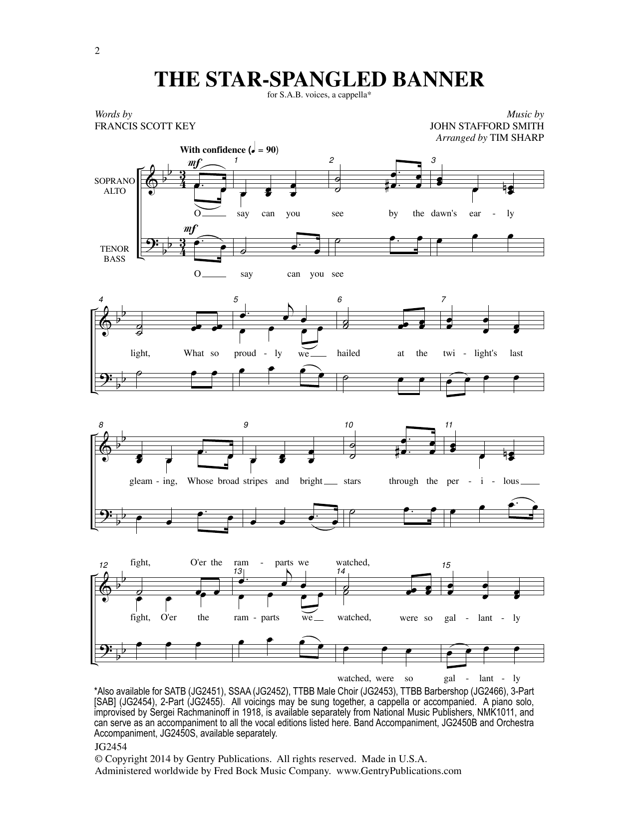 The Star-Spangled Banner (Tim Sharp) | Sheet Music: SAB Choir | PDF ...
