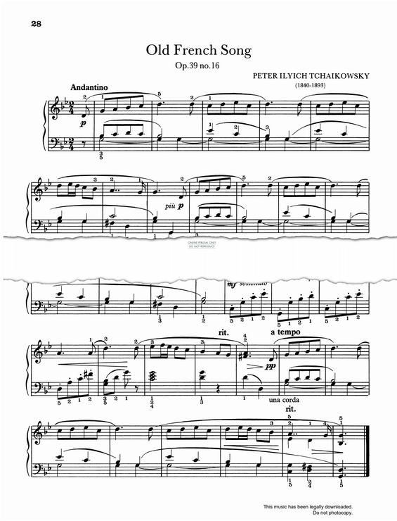 Old French Song (from 'Album for the Young', Op. 39) - Noten von Pyotr ...