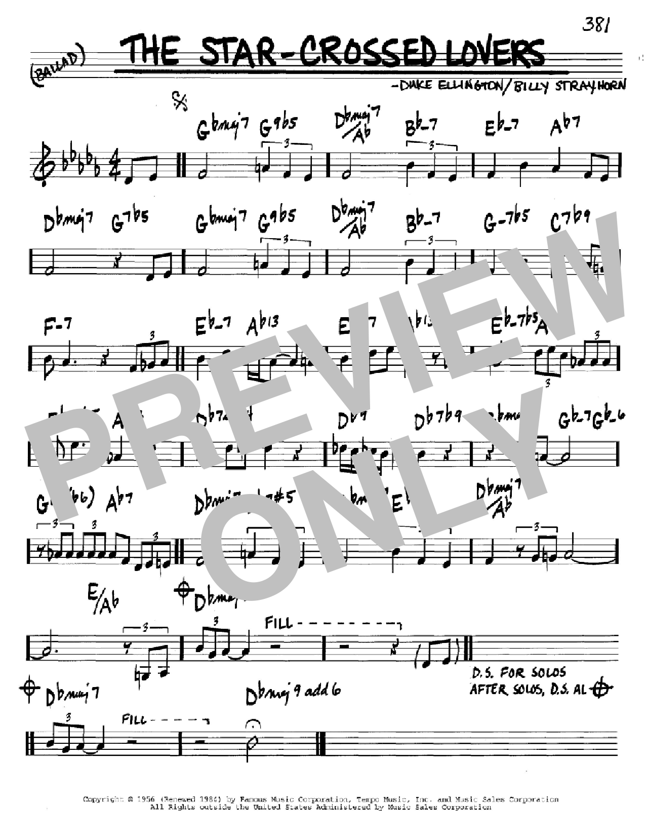 The Star-Crossed Lovers (Duke Ellington) | Sheet Music: Real Book ...