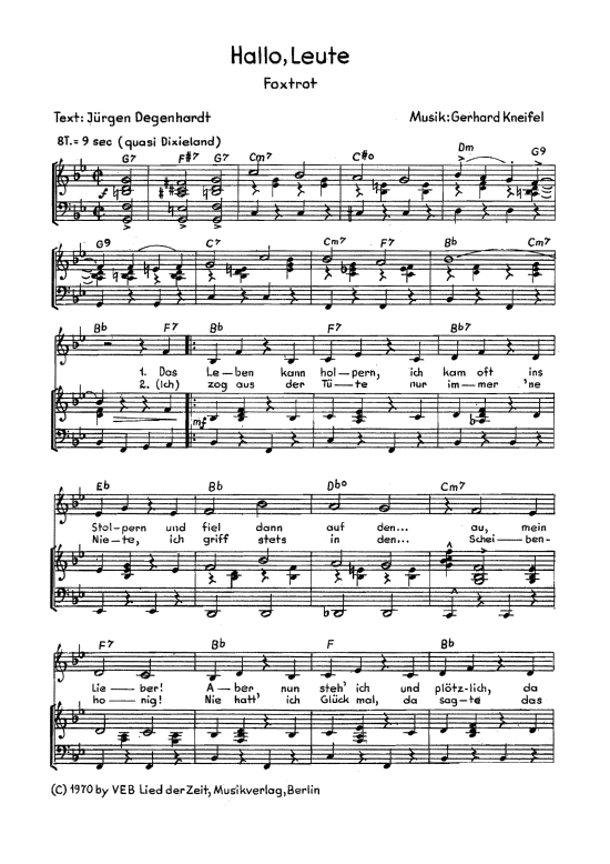 Hallo, Leute - Noten von Foxtrot aus: Musical Bretter, die die Welt ...