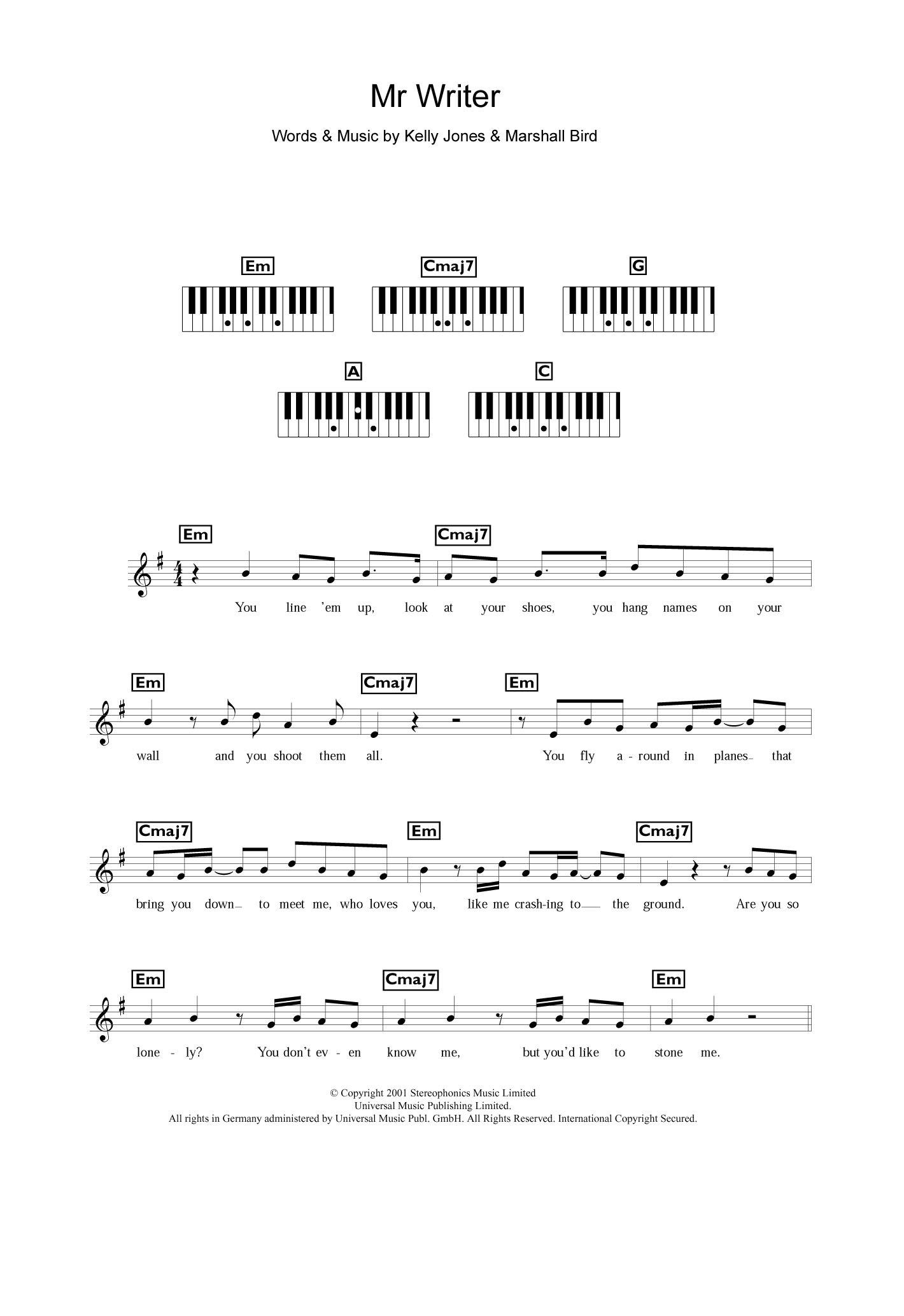 Mr. Writer - sheet music by Stereophonics - smd-358496 | notendownload