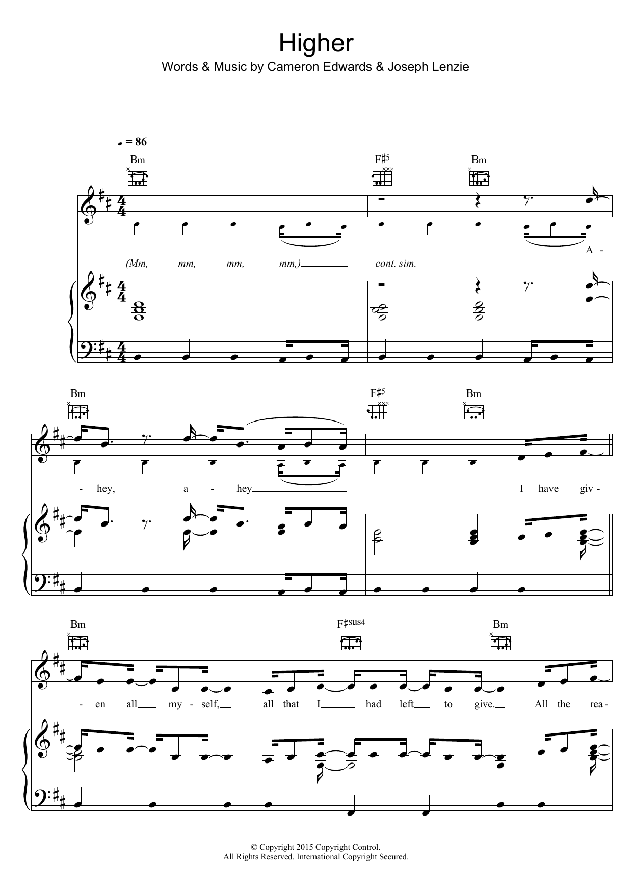 Higher (featuring Labrinth) - sheet music by Labrinth, Sigma, Sigma ...