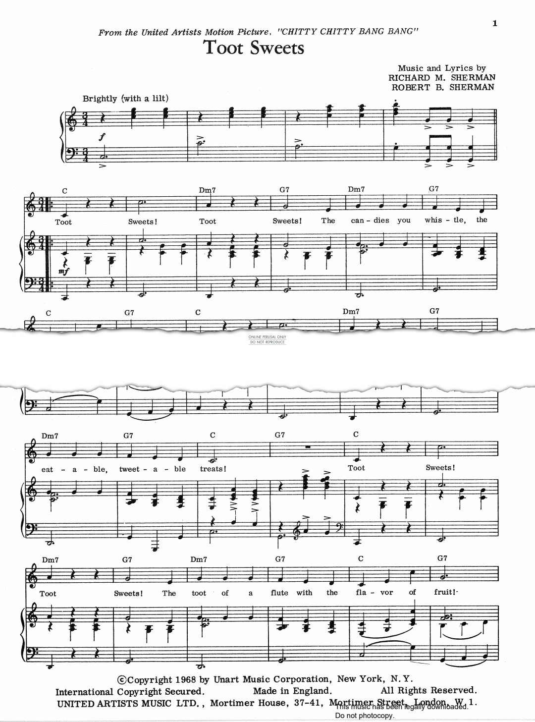 Toot Sweets (from 'Chitty Chitty Bang Bang') (Richard M. Sherman ...