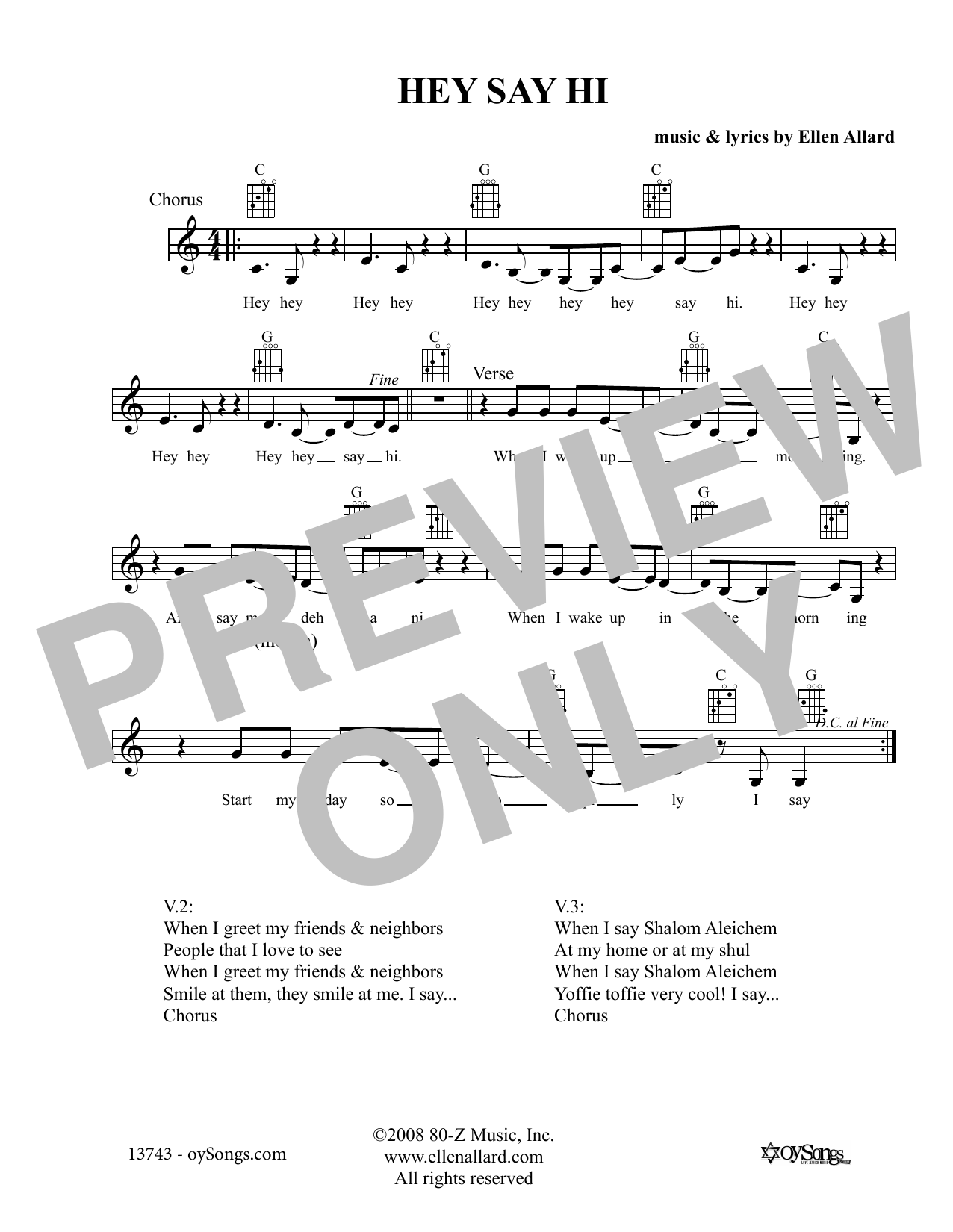 Hey Say Hi - sheet music by - smd-189107 | notendownload