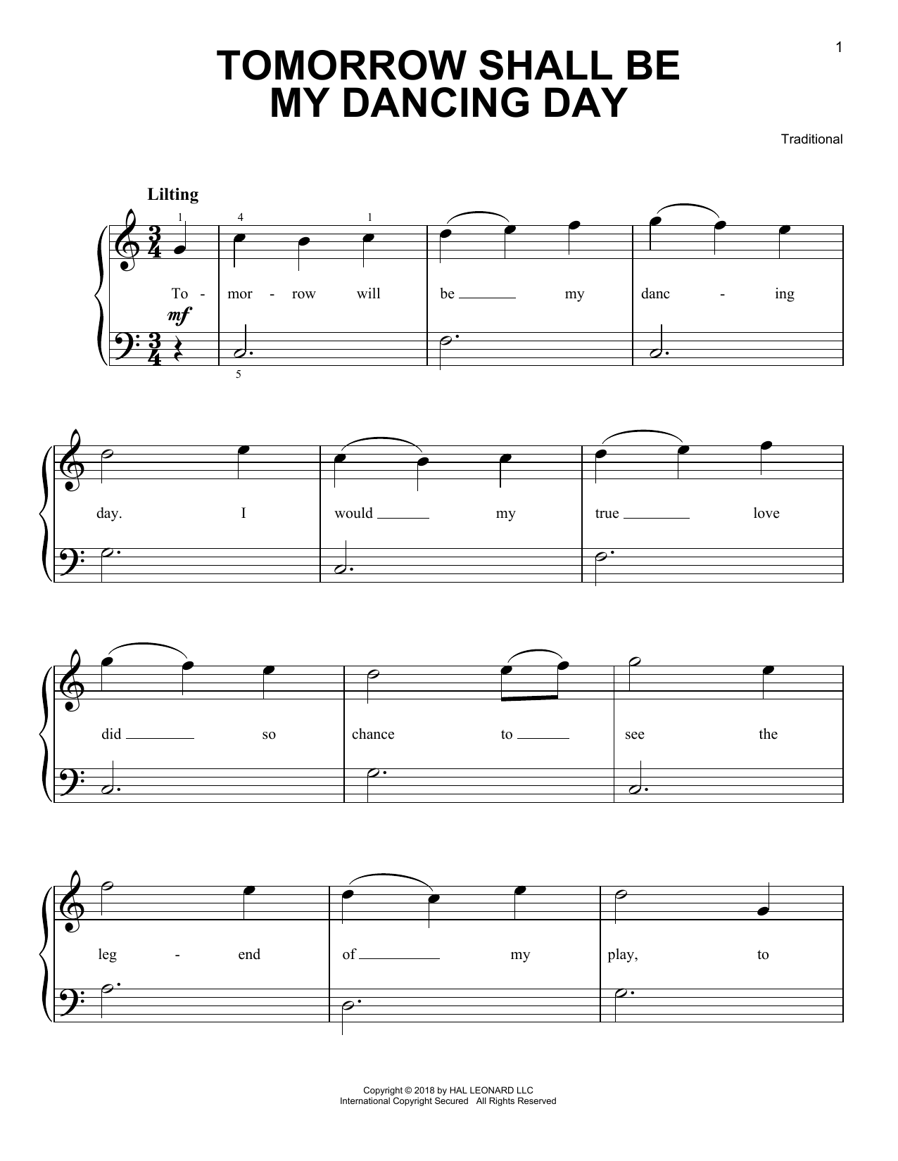 Tomorrow Shall Be My Dancing Day - sheet music by - smd-254727 ...