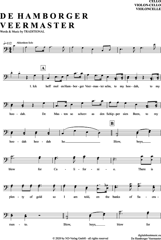 De Hamborger Veermaster - sheet music by Blaue Jungs - 7131118 | notendownload