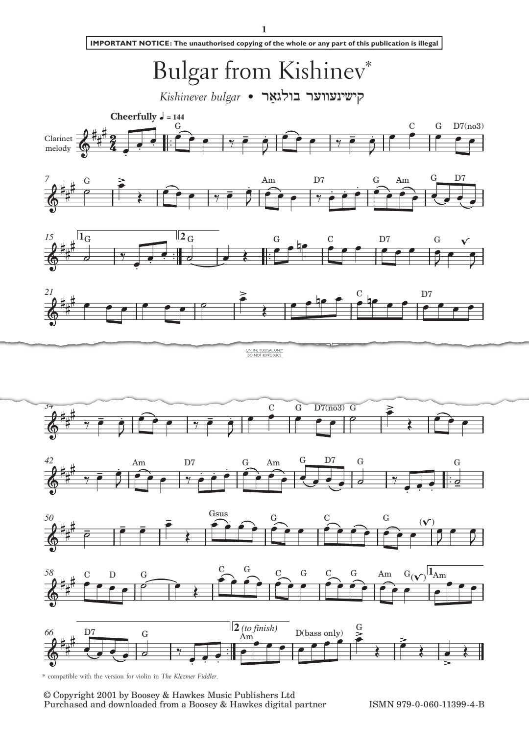 Bulgar from Kishinev - sheet music by Anon - fbd-23776 | notendownload