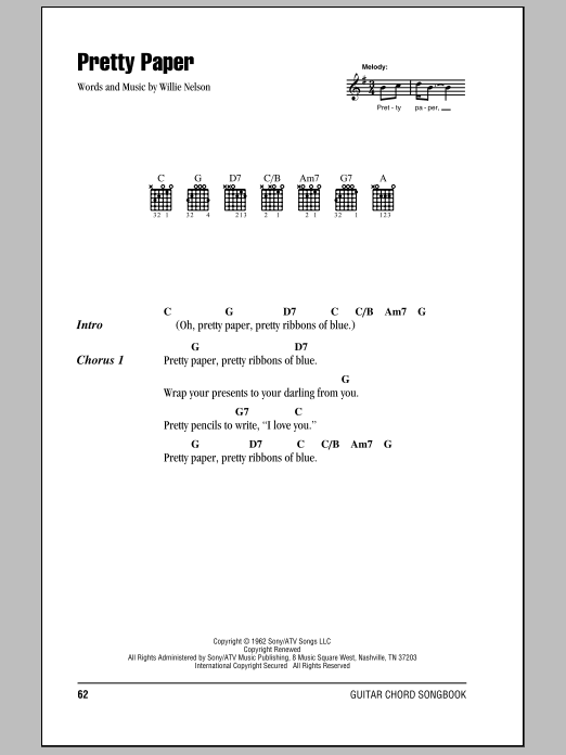 Pretty Paper - sheet music by Willie Nelson, Roy Orbison - smd-79019 ...