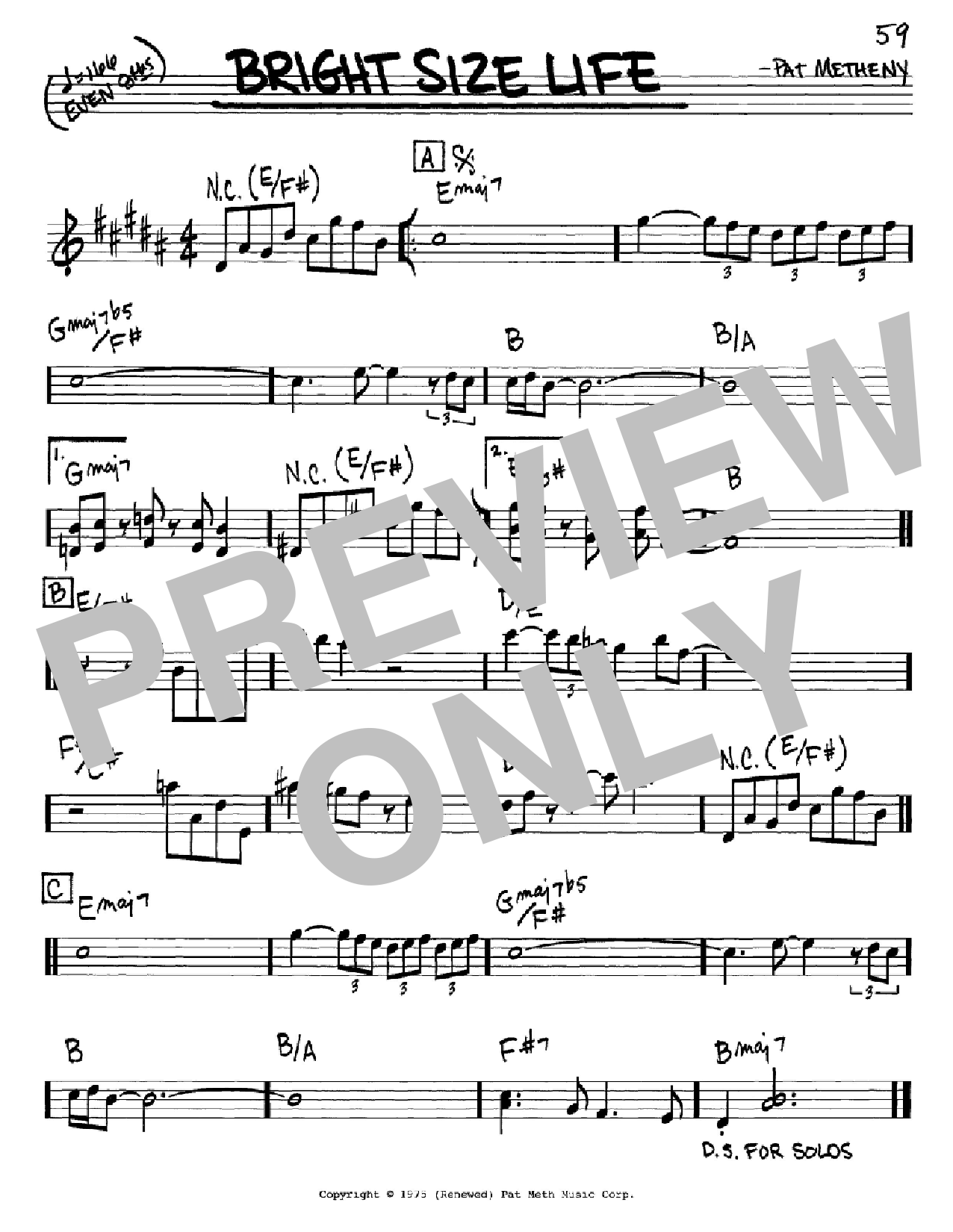 Bright Size Life - sheet music by Pat Metheny - smd-65506 | notendownload